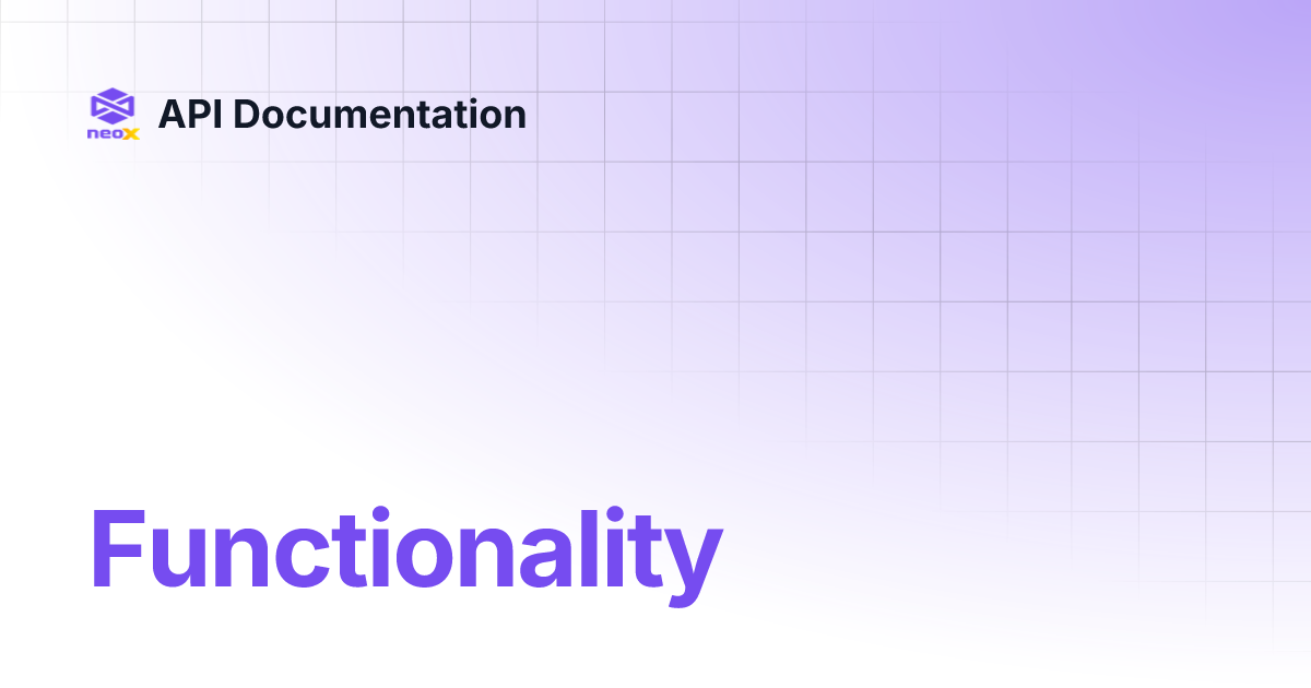 Functionality | API Documentation