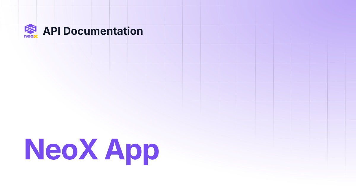 NeoX App | API Documentation