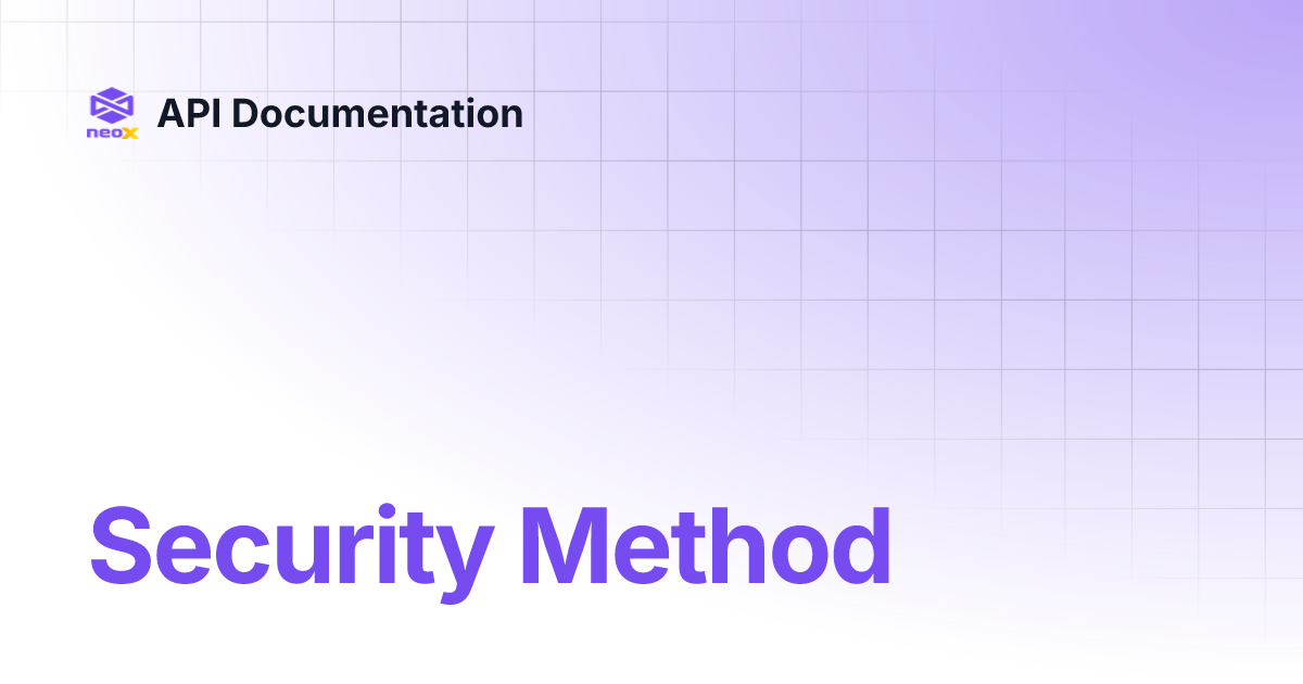 Security Method | API Documentation