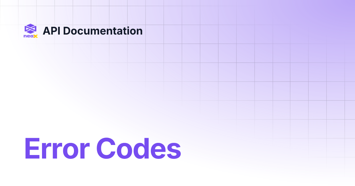 Error Codes | API Documentation